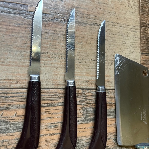 ginsu | Kitchen | Vintage Ginsu Brown Handle Knives 9 Set Stainless ...